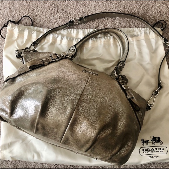 Coach | Bags | Coach Suede Pewter Mediumsize Bucket Purse | Poshmark